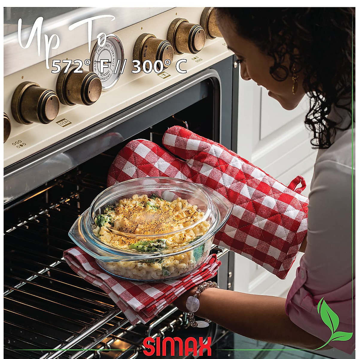 Simax Casserole Dish with Lid, 2 Quart Round Glass Casserole Dishes for Oven with Lid and Handles, Baking Dishes for Oven Covered Bowl for Cooking, Baking, Serving, Microwave, Dishwasher, and Oven Safe Cookware