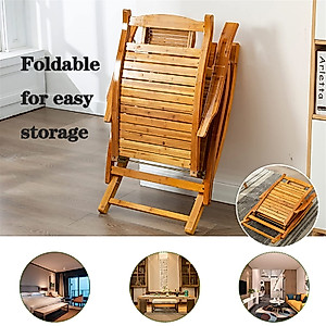 Foldable Zero Gravity Rocking Recliner Wooden Sun Lounger Chairs,Patio Rocking Chairs for Heavy Duty Adults Elderly,Comfort Bamboo Loungers Deck Chair Garden Chair (Color : Without pad)