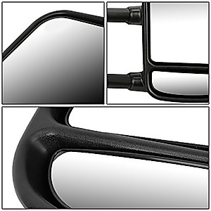 Pair of Black Textured Manual Telescoping Extenable Side Rear View Towing Mirrors Compatible with Ford E-Series 03-14