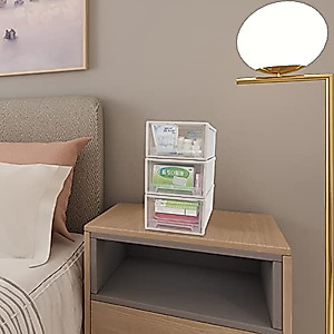 Neadas 6 Quart Plastic Stacking Storage Drawer Unit, 3 Packs