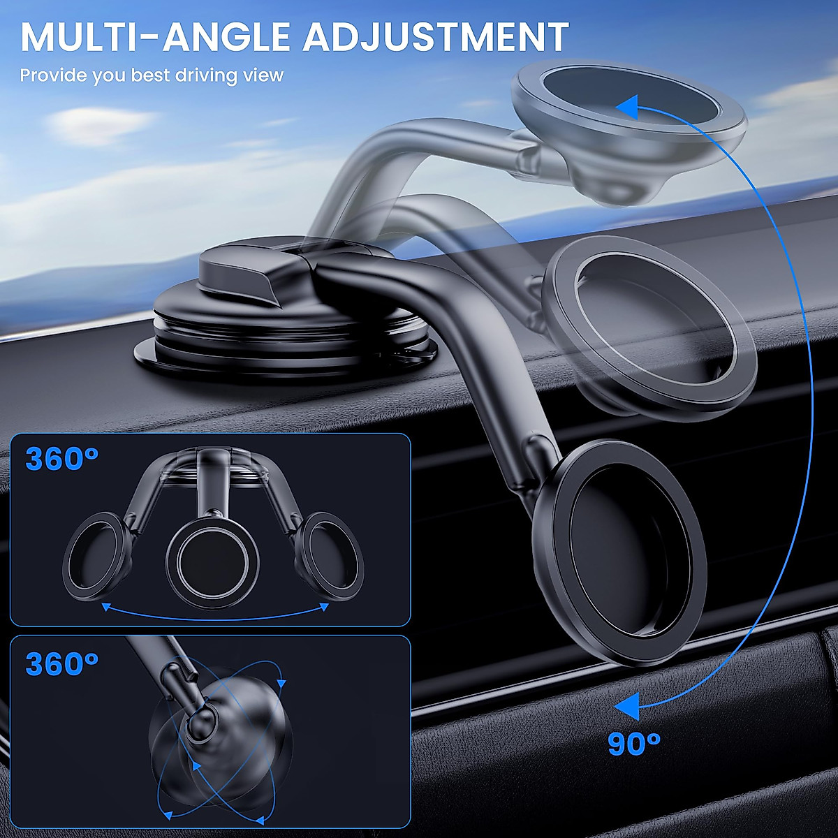 DOLYOFG for Magsafe Car Mount,【Strong Magnets & Low Profile】 Magnetic Phone Holder for Car Dashboard Windshield Universal Hands Free Car Phone Holder for iPhone 14 13 12 Pro Max Plus Mini Android