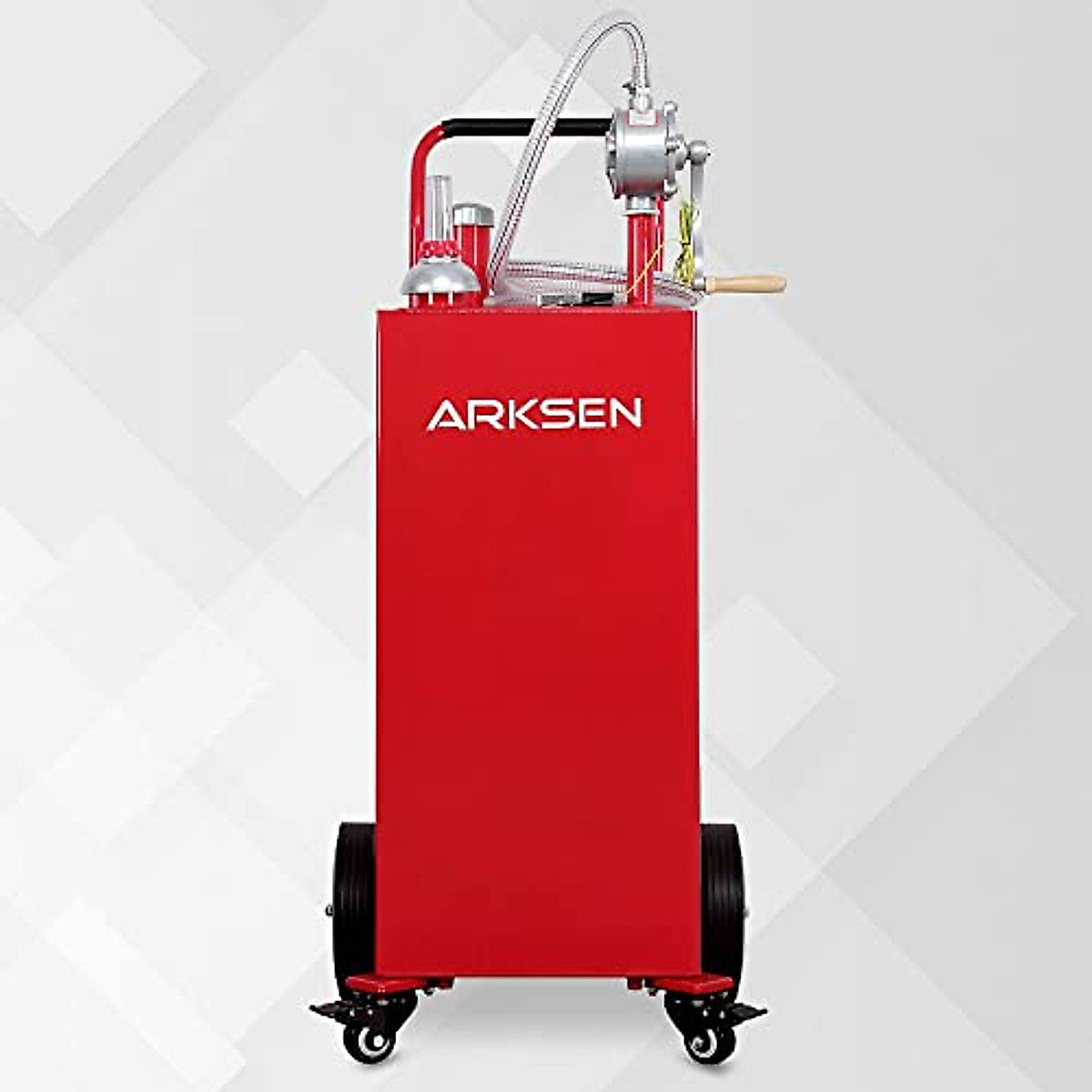 Arksen 35 Gallon Portable Gas Caddy Fuel Storage Tank Large Gasoline Diesel Can Hand Siphon Pump Rolling Flat-Free Solid Rubber Wheels Boat ATV Car Motorcycle