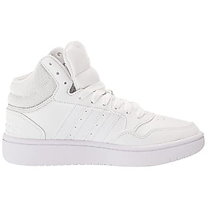 adidas Women's Hoops 3.0 Mid Basketball Shoe, White/White/Dash Grey, 8