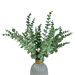 Fawoert 10Pcs Artificial Eucalyptus Leaf Stem, Gray-Green Artificial Plant Branches for Home Garden Core Wedding Decoration.