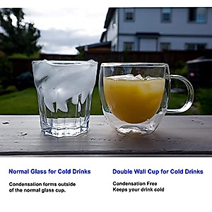 Youngever 2 Pack Glass Espresso Mugs, Double Wall Thermo Insulated Glass Coffee Cups, Glass Coffee Mugs, 5.5 Ounce (Tall)