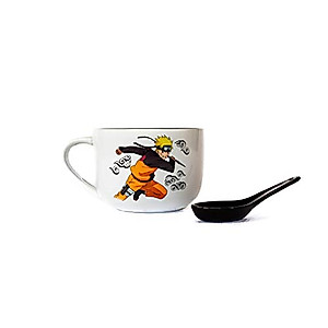 JUST FUNKY Naruto Anime Ceramic Ramen Soup Mug with Spoon | 20 Oz Coffee Cup Featuring Naruto | Anime Bowl | Home Deco | Naruto Bowl | Collective | Official Licensed