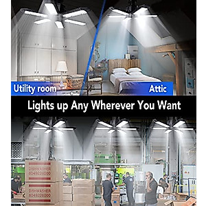 LED Garage Light,Garage Lights,120W Deformable Shop Ceiling Lights,13000LM 6500K 6 Panel Adjustable garage light fit E26 Base,Bright Led Lights for home,Workshop,Basement,attic,Barn (1 Pack)