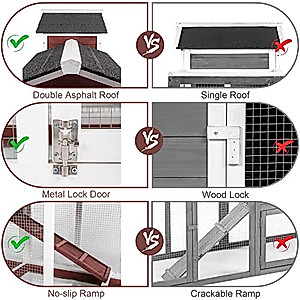 Kinpaw Rabbit Hutch 61inches Indoor Rabbit Cage Small Animal House for Chicken with Removable Trays Ramp Run Red