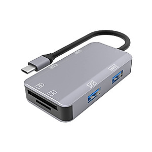 USB C to USB 3.2 Gen1 Adapter 6 in 1 Hub3.0 SD Micro SD Card Adapter for iPad Mini/MacBook Air/Google Pixel PC & Cellphone Converter