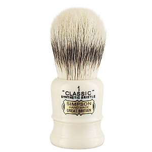 Classic 1 Synthetic Shaving Brush- Simpson Shaving Brushes - Faux Ivory Handle