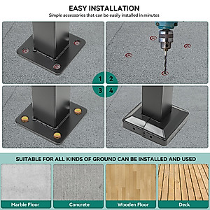 YITAHOME Handrails for Outdoor Steps, 5-6 Step Stair Railing Outdoor 63.4" Length Black, Porch Wrought Iron Railing Adjustable Angle Safety Handrails for Balconies, Parks, Residential Steps (1 Pack)