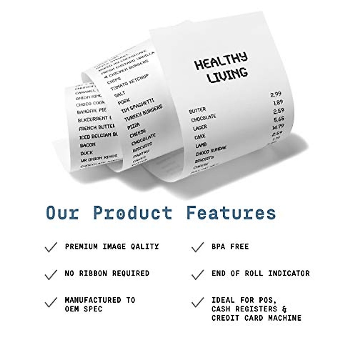 3 1/8" X 119' (50 Rolls) Cash Register Thermal POS Receipt Paper Roll BPA Free for First Data Fd100 Fd200 Fd300 Hypercom T77