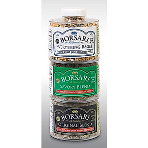 Borsari Seasoned Salt Gift Set - Gluten Free All Purpose Savory, Everything Bagel, and Original Seasonings - Gourmet Sea Salt Blends With Herbs and Spices - Set of 3, 3.2-4 oz Shaker Bottles