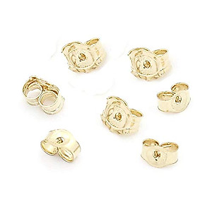 14K Gold Earring Backs - 4 Piece Replacement Earring Backs for Stud Ear Rings 2 Pairs