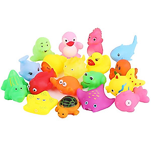 18 PCS Preschool Bath Toys Set for Toddlers Kids 1-3 2-4, Rubber Cute Sea Animals, Rubber Duck Toy for Infants 6-12 Months, Bathtub Toys for 1 Year Old,Baby Pool Floating Toy for Kids Party Decoration