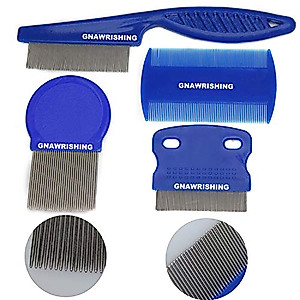 GNAWRISHING Flea Comb 4Pcs with High Strength Teeth Durable Pet Tear Stain Remover Combs, Dog Cat Grooming Set Effective Float Hair Remover…