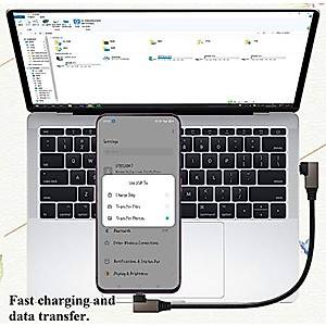 AAOTOKK 90 Degree USB 3.1 Type C Cable Right & Left Angled 3.1 USB Type C Male 4K@60Hz Gen 2 Extension Cable Supports Charging,Data,Audio,Video Cable for Laptop & Tablet & Mobile Phone.(0.3M/1Ft)