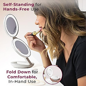 Zadro 4.5" Round LED Compact Mirror 10X/1X Travel Mirror with Lights and Magnification 3 AAA batteries LED Makeup Mirror