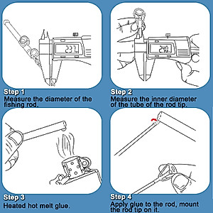 9KM DWLIFE Fishing Rod Tip Repair Kit 35pcs, Black Stainless Steel, Wear Resistant Ceramic Ring, Guide Replacement
