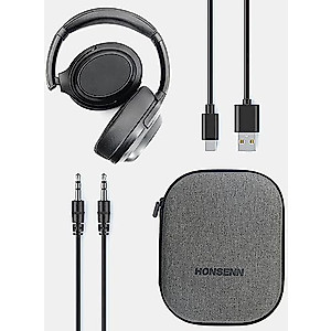 HONSENN 938A Active Noise Cancelling Headphones, Wireless Over Ear Bluetooth Headphones with Microphone, High-Fidelity Audio, Comfortable Fit, 35H Playtime headphones with Case for Travel, Home Office