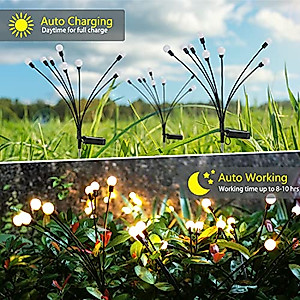 QRBSI 2 Pack Solar Powered Firefly Lights, Solar Garden Lights - Swaying & Waterproof Outdoor Garden Decorations - High Flexibility & Heavy Bulb Base - Perfect for Pathways, Patios, and Landscapes
