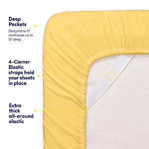 1500 Supreme Collection Queen Sheet Sets Yellow - Luxury Hotel Bed Sheets and Pillowcase Set for Queen Mattress - Extra Soft, Elastic Corner Straps, Deep Pocket Sheets, Queen Yellow