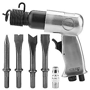 Air Chisel,Air Hammer, 150mm Industrial Handle Straight Straight Type Pneumatic Hammer Tool with Chisel Punch Bits Tools Kit for General Cutting, Drilling, Rusting Removal, Chipping, and Scraping