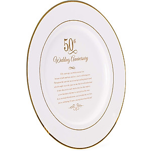 Dicksons Gold Tone 50th Wedding Anniversary 12.5 x 12.5 Porcelain Table Top Plate and Sign Plaque
