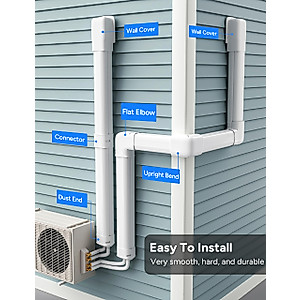 Toutgood 3'' 7.5Ft Line Set Cover Kit for Mini Split Ductless Air Conditioners and Heat Pumps, Central AC Decorative Upgraded UV-Proof Strong& Durability PVC Pipe