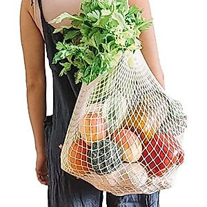 YOYI YOYI Reusable Produce Bags Cotton Mesh Grocery Bags,Washable Portable Vegetable Bag, 100% Cotton Mesh String Organizer Shopping Bag Handle Net Tote(3 Piece)