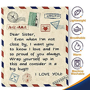 Sister Birthday Gifts from Sister, Sister Gifts Blanket for Sisters from Brother Throw Blanket to My Sister, Soft Bed Sofa Cozy Fleece Flannel Blanket Christmas Valentines Unique Gifts for Women Teen