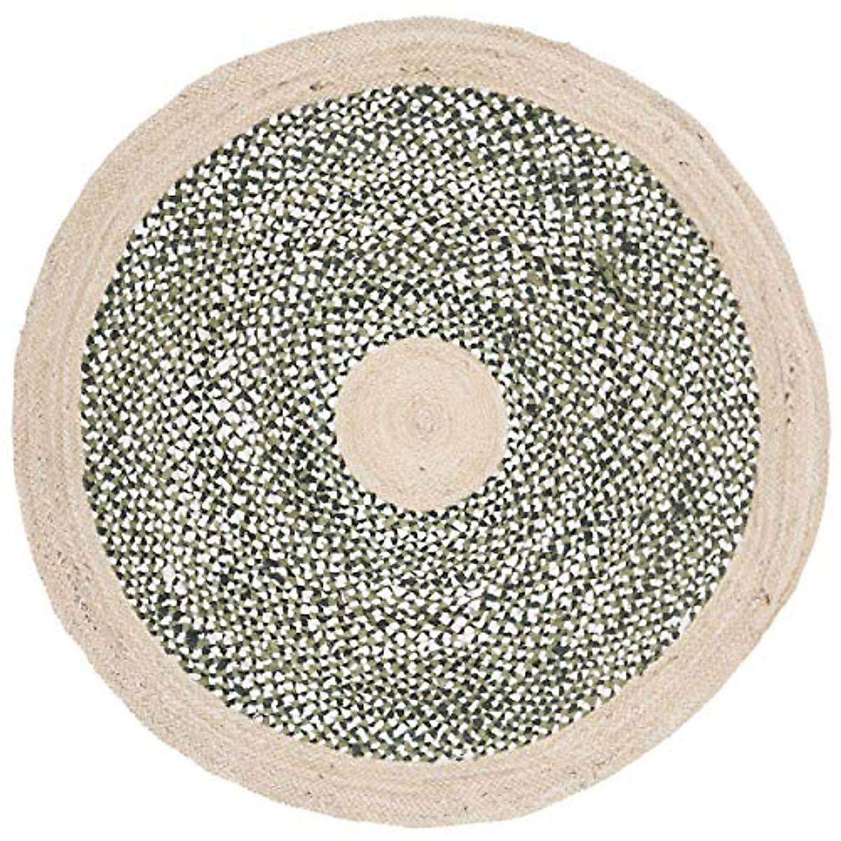 SAFAVIEH Cape Cod Collection 3' Round Green / Natural CAP210Y Handmade Braided Jute & Cotton Area Rug