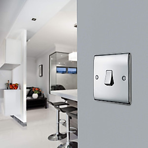 masterplug BG Electrical NPC12 Nexus Metal Polished Chrome 1 Gang 2 Way 10 A Plate Switch