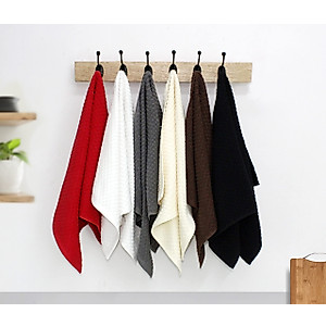 COTTON CRAFT Amazing Kitchen Towels - Set of 8 Terry Towels - 100% Cotton Euro Café Waffle Weave Dish Towel Set - Soft Absorbent Quick Dry Low Lint Reusable Pantry Bar Cleaning Cloth -16x28- Chocolate