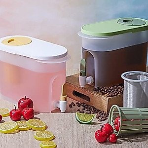 2 Pcs Cold Brew Maker 1 Gallon Plastic Cold Brew Coffee Maker and 2 Filter Infuser Beverage Drink Dispensers for Parties Cold Brew Pitcher with Spigot Juice Containers for Water (Green)