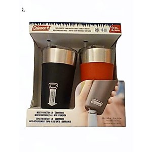 Coleman Stainless Steel Tumbler with Straw, 15 Hours, 2 Pack, Multi-Function Lid, Spill-Resistant Lid, Bottle Opener