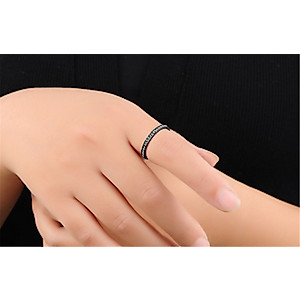 Fashion Month Women 2mm Titanium Stainless Steel Channel Set Cubic Zirconia CZ Inlay Black Wedding Ring Engagement Band Size 7