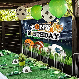 Ticuenicoa 5×3ft Sports Birthday Backdrop Boys Football Basketball Baseball Kids Birthday Background Kids Sports Theme Birthday Party Banner Wall Decorations Props