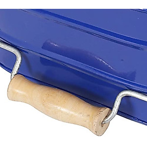 Homebia Designs Galvanized Metal Caddy with 4 Compartments, Rustic Farmhouse Kitchen Indoor Outdoor Utensil Holder, Multipurpose Storage Bin, Metal Garden Planters - 12 Inch - Navy