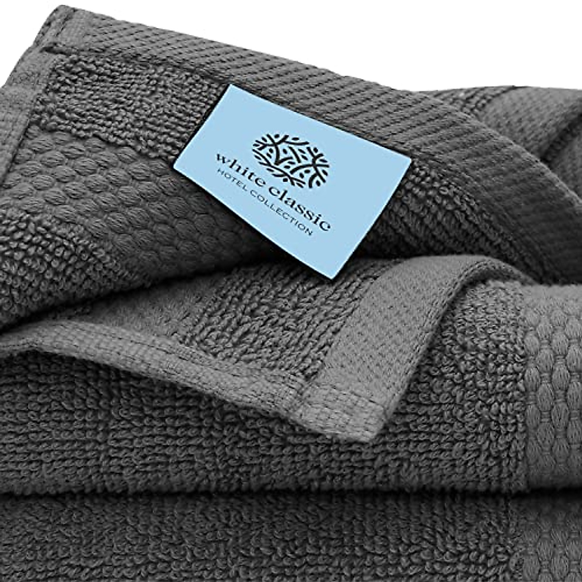 White Classic Luxury Grey Bath Towel Set - Combed Cotton Hotel Quality Absorbent 8 Piece Towels | 2 Bath Towels 700GSM | 2 Hand Towels | 4 Washcloths [Worth $72.95] 8 Pack | Gray