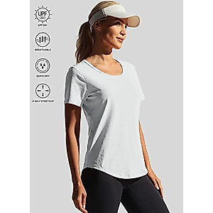 Hiverlay Workout Shirts for Women Short Sleeve Scoop Neck Tops Athletic Quick Dry Gym T-Shirts Yoga Running Tee White XXXL