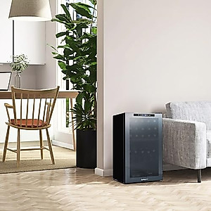 Luma Comfort Shadow Series Wine Cooler Refrigerator 33 Bottle Dual Temperature Zones, Freestanding Mirrored Wine Fridge with Double-Layer Tempered Glass Door & Compressor Cooling,Black