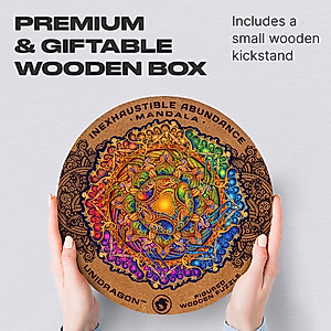 UNIDRAGON Original Wooden Jigsaw Puzzles - Mandala Inexhaustible Abundance, 200 pcs, Medium 9.8"x9.8", Beautiful Gift Package, Unique Shape Best Gift for Adults and Kids