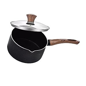 HOLIDYOYO Pot Stainless Cookware Pastel Milk Pan Coffee Heater Butter Coffee Milk Warmer Soup Bowls with Lids Milk Coffee Candy Creamer Fruit Dip Work on Outdoor Cookware Wood Black