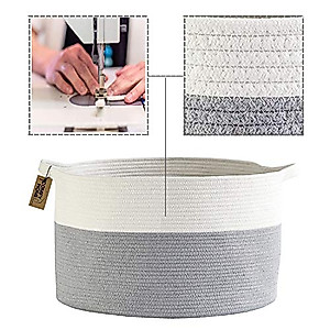 COMFY-HOMI 2pc Blanket Baskets Living Room 21''x21''x13.6'' Woven Rope Basket Laundry Hamper Baby Nursery Storage Organizer Laundry Baskets Bin XXXL Extra Large