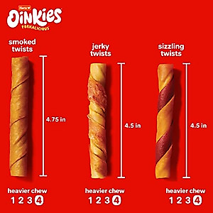 Hartz Oinkies Smoked Pig Skin Bacon Flavored Wrap Dog Treat Chews - 8 Pack