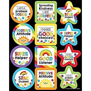 Carson Dellosa Celebrate Learning Motivational Sticker Pack, 72 Colorful, Inspirational Stickers for School Supplies, Reward Stickers, and Incentive Chart, Positive Affirmation Stickers (6 Sheets)