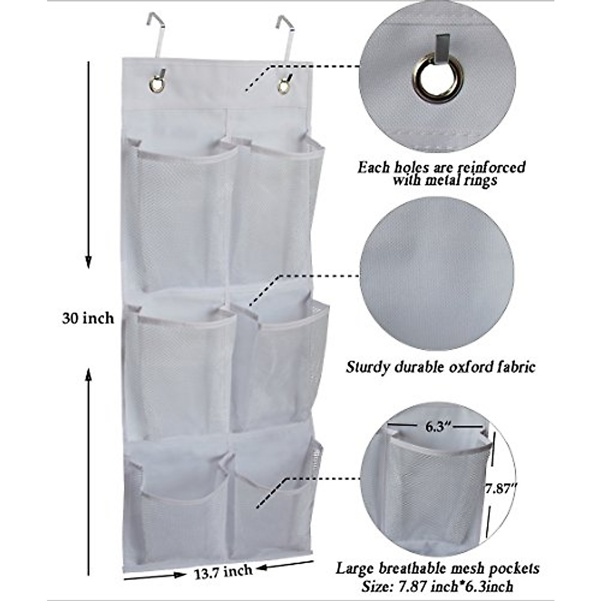 KIMBORA 2 Packs Narrow Over the Door/Wall Shoe Organizer, Small Hanging Shoe Rack for Closet with Clear Mesh Pocket for Bathroom, RV, Pantry, Camping (White)