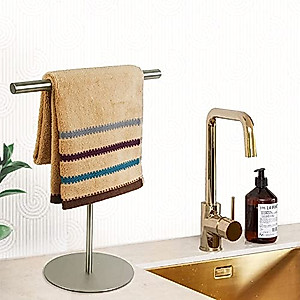 KURBAO Towel Rack T-Shape Hand Towel Stand for Bathroom, Kitchen or Vanity Towel Holder Stand, Hand Towel Holder Standing SUS 304 Stainless Steel Height-Adjustable
