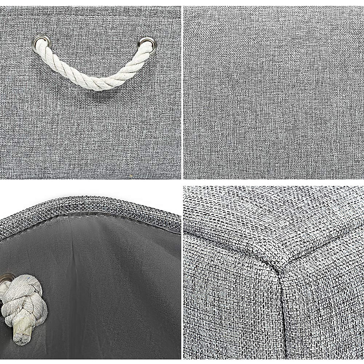 Fabric Storage Basket, Foldable Linen Storage Box for Nursery and Home, Collapsible Canvas Shelf Basket for Wardrobe or Bedroom, Grey